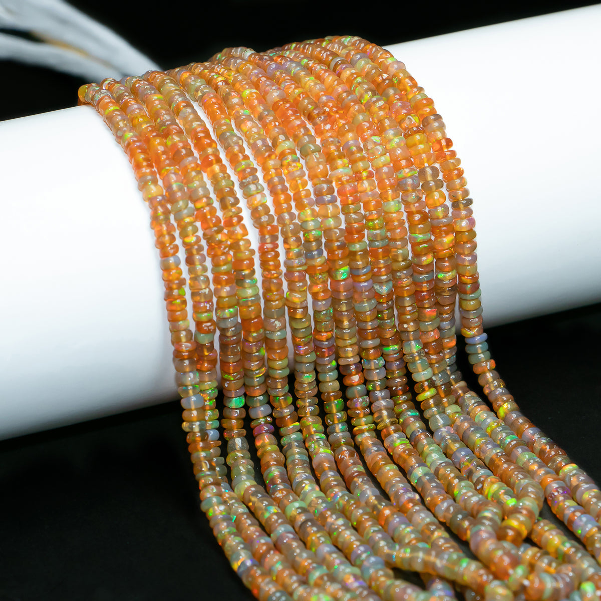Natural Ethiopian Opal Smooth Rondelle Gemstone Beads -The Gem Source – TheGemSource