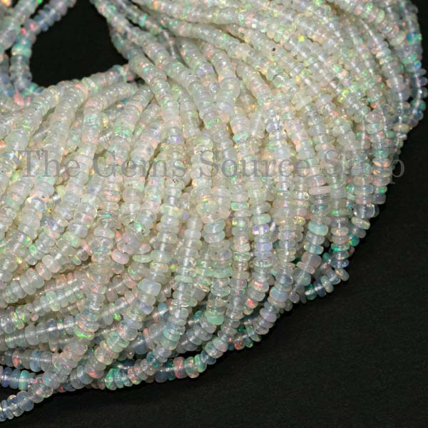 Natural Ethiopian Opal Smooth Rondelle Gemstone Beads Strand-The Gem Source – TheGemSource