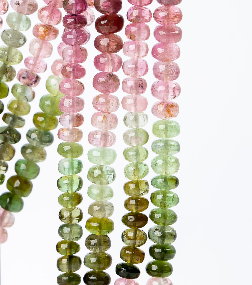 Natural Multi Tourmaline Smooth Rondelle Shape Gemstone Beads Strand ...