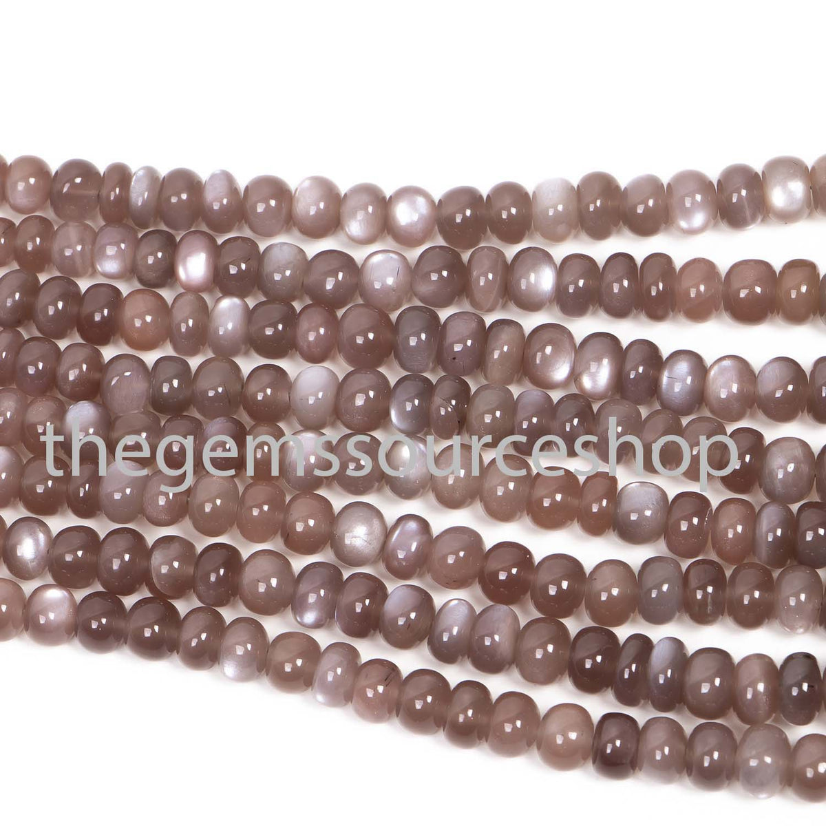 Chocolate Moonstone Plain Rondelle Gemstone Bead Strand-The Gem Source ...