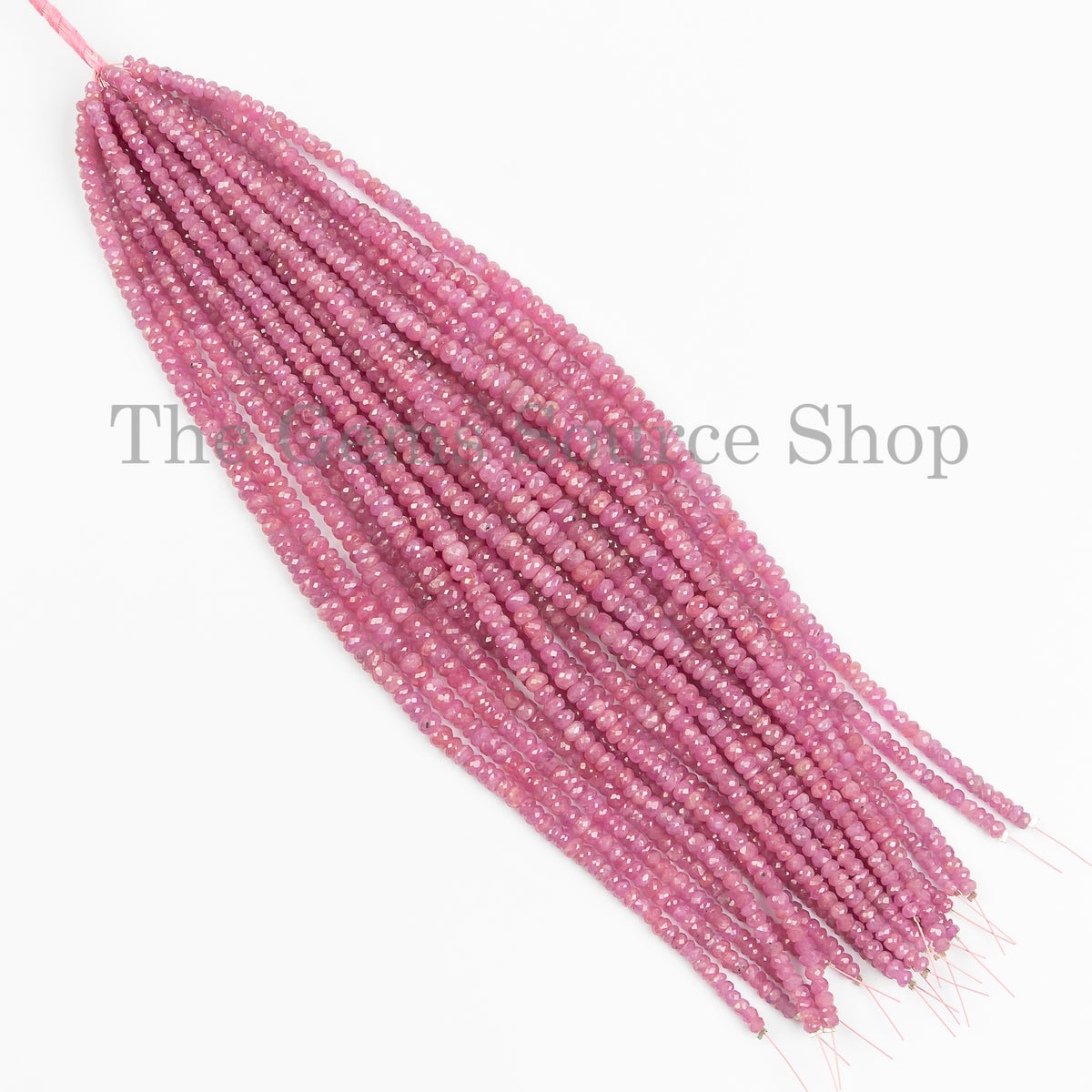 10" Natural Pink Sapphire Faceted Rondelle Beads Strand-The Gem Source ...