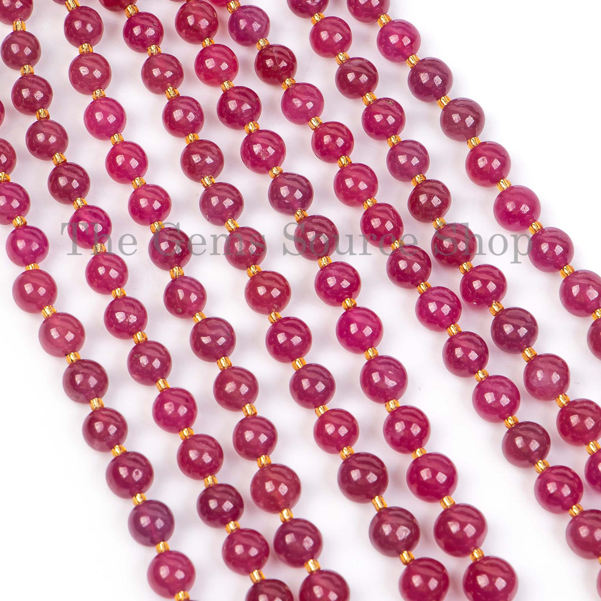 Natural Ruby Smooth Round Ball Gemstone Beads Strand for Jewelry Making ...