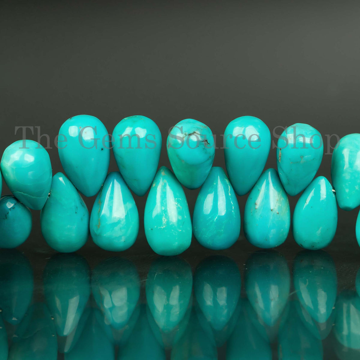 Natural Turquoise Smooth Drops Gemstone Beads 8" Strand-The Gem Source ...