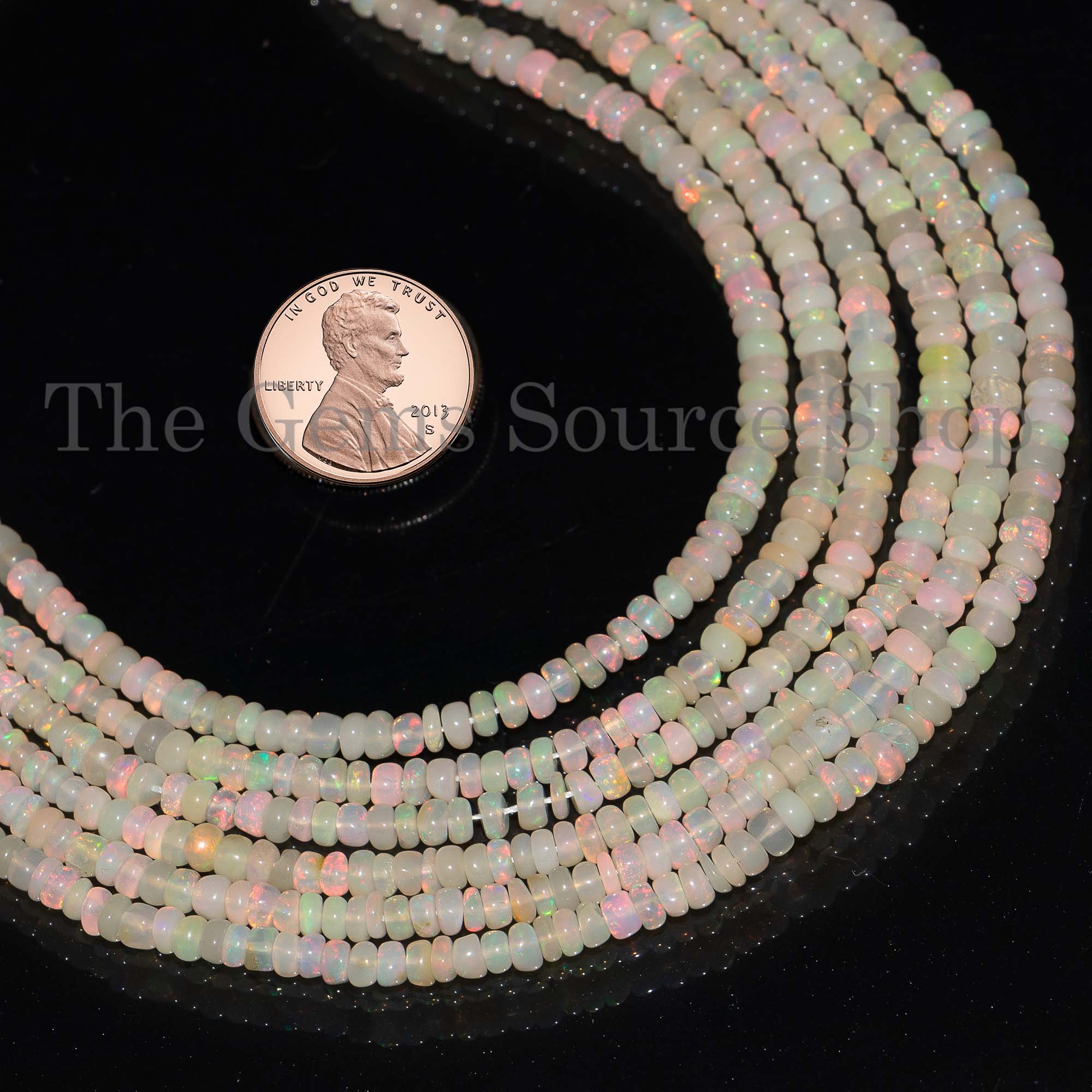 Natural Ethiopian Opal Rondelle Wholesale Beads Strand-The Gem Source – TheGemSource