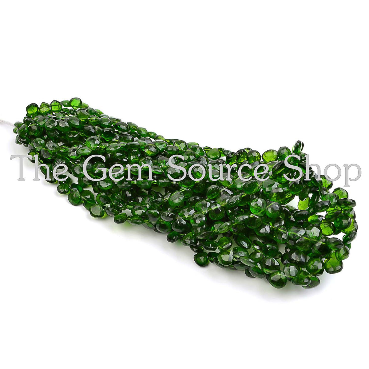Chrome Diopside Side Drilled Faceted Heart Gemstone Beads 10" Strand ...