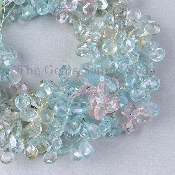 Shaded Aquamarine Faceted Pear Shape Gemstone Beads - The Gem Source ...