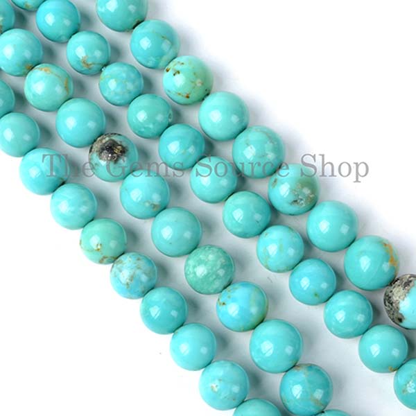 7-9mm Natural Arizona Turquoise Smooth Round Shape Beads – TheGemSource